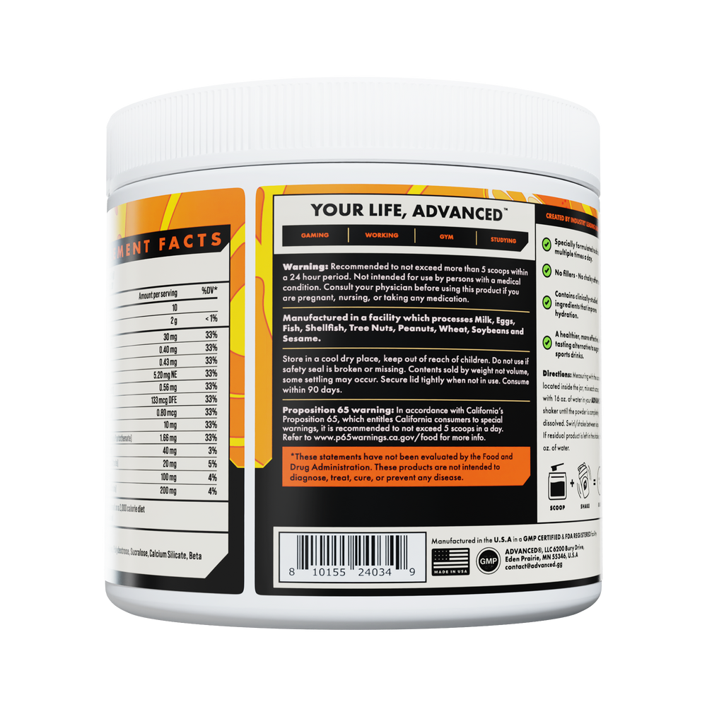 Tangerine Hydration Gaming Supplement